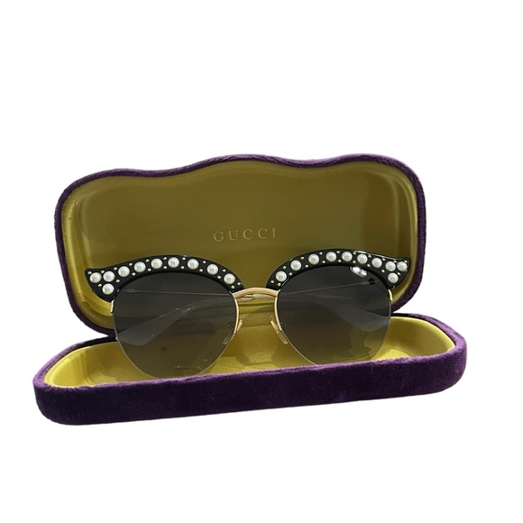 Gucci | Accessories | Gucci Cat Eye Faux Pearl Black Sunglasses Brand New In Box | Poshmark